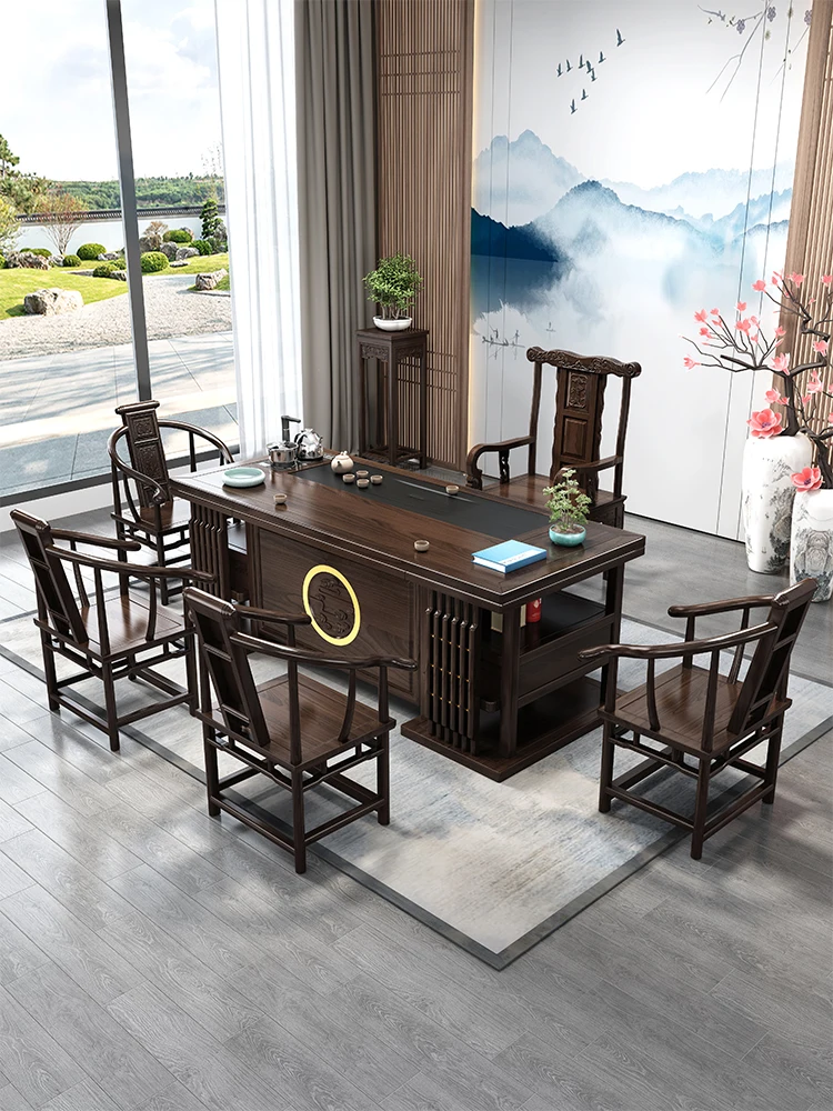 Tea Table and Chair Combination New Chinese Style Solid Wood Balcony ...