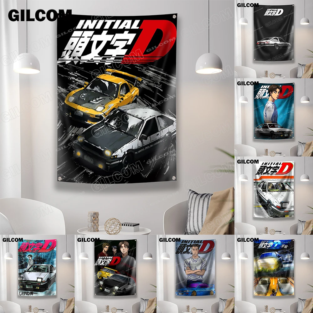Initial-D-Flag-Classic-Japan-Car-Anime-Racing-Drift-Car-Graphic-Poster ...