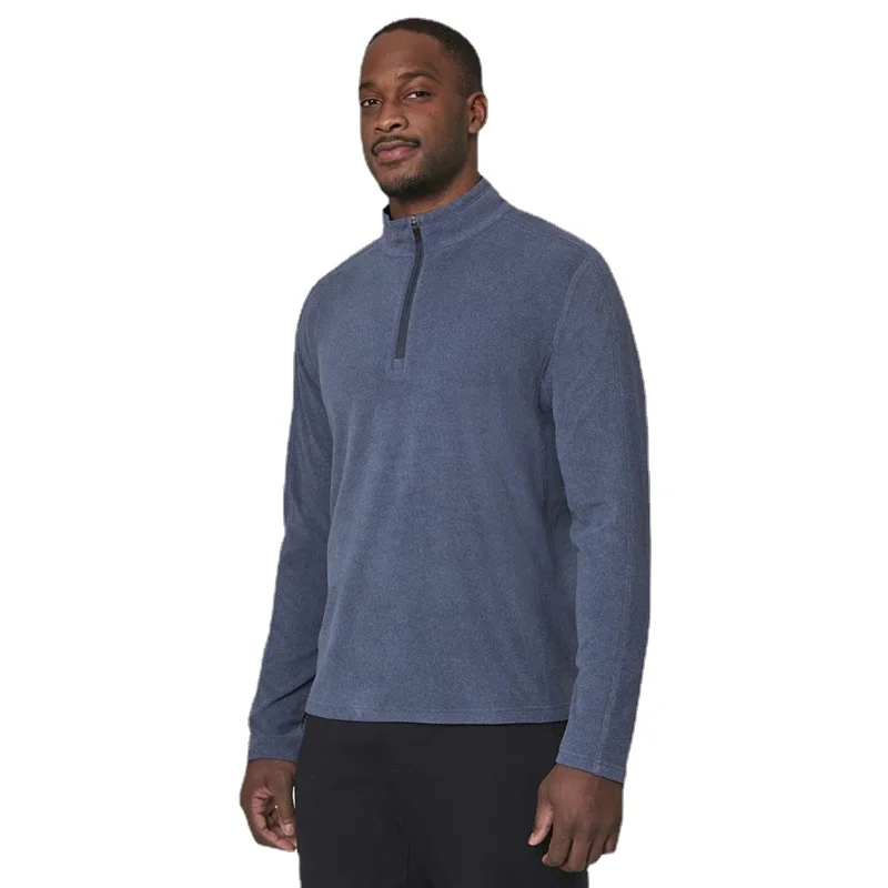 Mens Knit Polar Fleece Pullover 1/4-Zip Stand-Up Collar Pullover Fleece ...