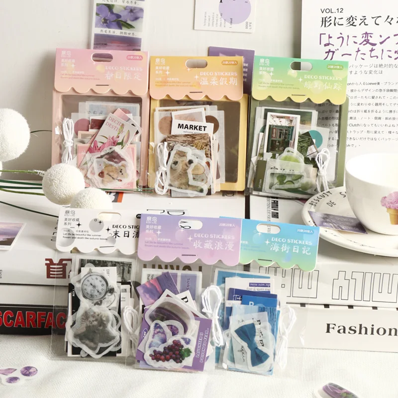 21PCS Beautiful Collection Decorative Stickers Pack Fresh Retro Art ...