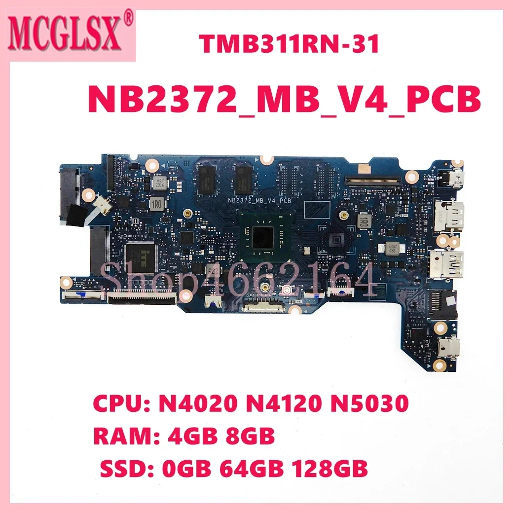 NB2372-MB-V4-PCB-with-N4020-N4120-N503-CPU-4GB-8GB-RAM-0GB-64GB-128G ...