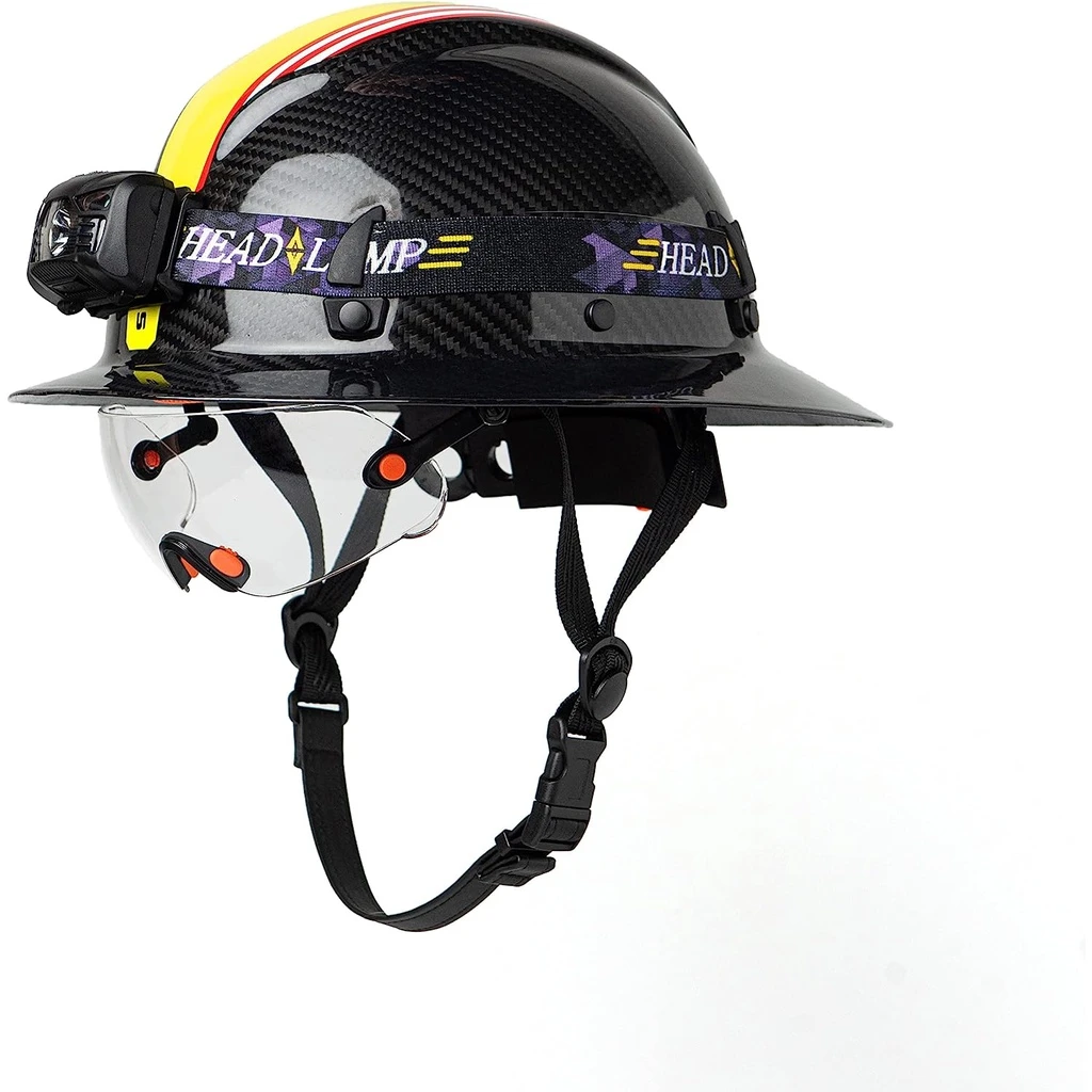 LOEBUCK Carbon Fiber Hard hat Full Brim American Flag 6 Point Ratchet ...