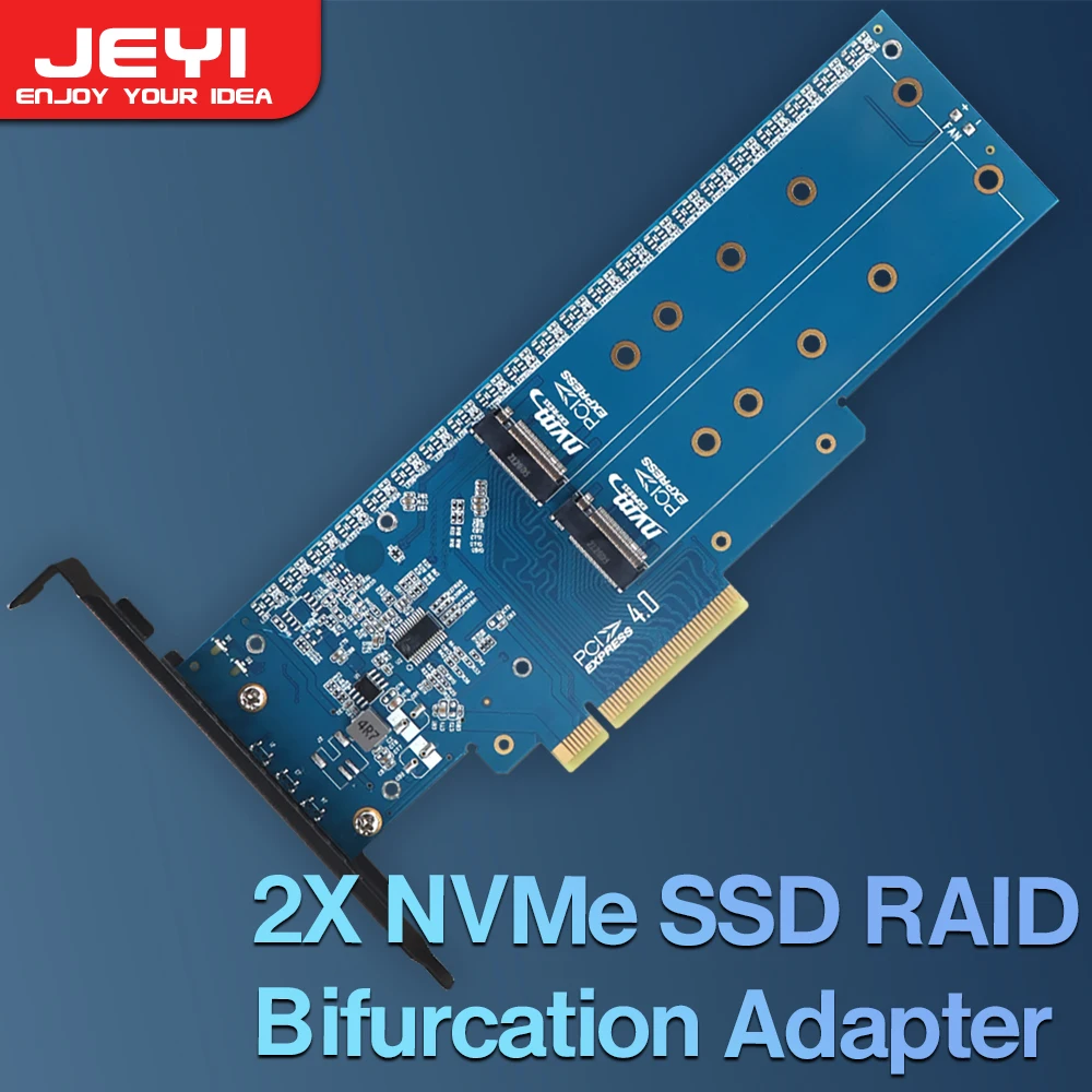 Dual NVMe PCIe Adapter, JEYI M.2 NVMe SSD to PCI-e 4.0 x8/x16 Card Support M.2 (M Key) NVMe SSD ...
