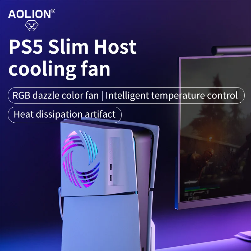 Aolion-RGB-Temperature-Sensing-Side-mounted-Cooling-Fan-For-PS5-Slim ...
