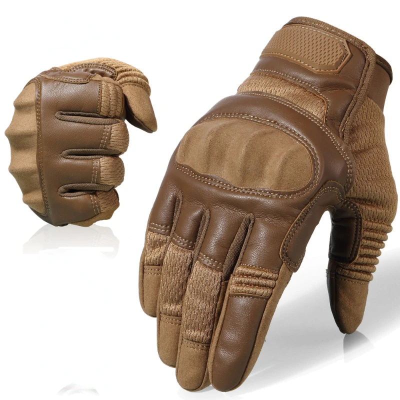 Touchscreen PU Leather Motorcycle Full Finger Gloves Protective Gear ...