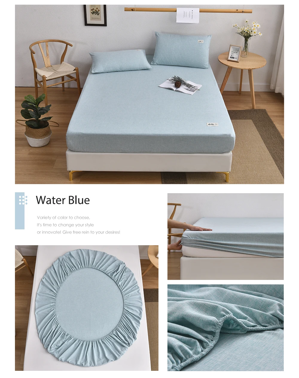 Drap housse,Drap de lit en coton avec bande élastique,drap-housse ...