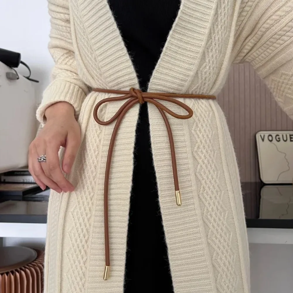 Fashion-Round-Leather-Rope-Thin-Belt-Women-Fashion-Decorative-Knotted ...