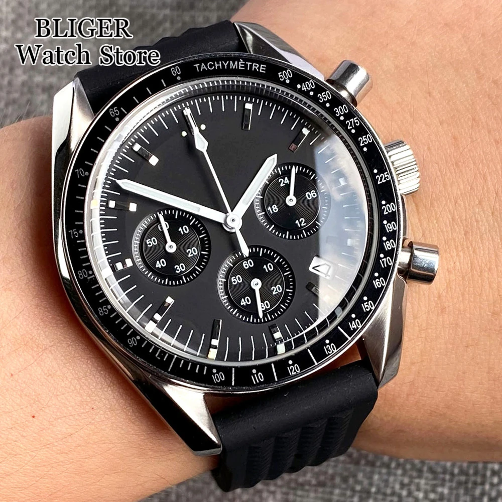 Chronographs Quartz Bliger | Black Chronograph Watch | Bliger Quartz ...