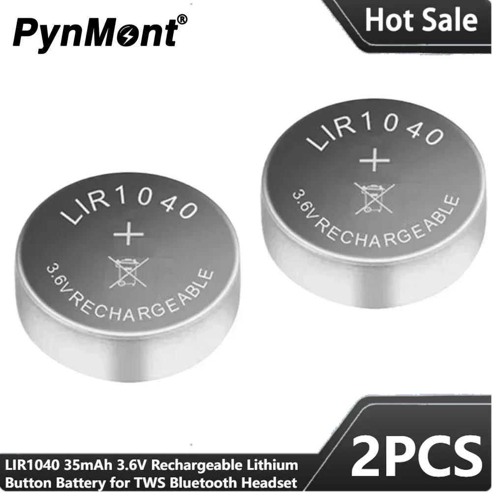 2PCS LIR1040 35mAh 3.6V Rechargeable Lithium Button Battery LIR 1040 ...