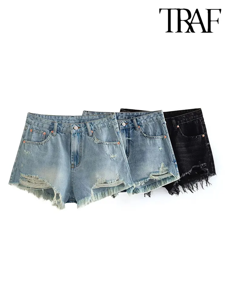 TRAF Short en Jean Noir pour Femme, Streetwear Y2K, Été 2023 | AliExpress