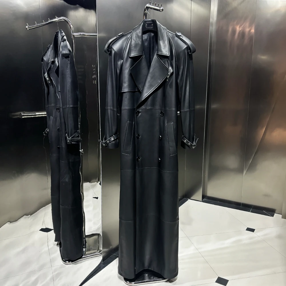 Long Real Leather Trench Coat for Women Female Streetwear Genuine ...