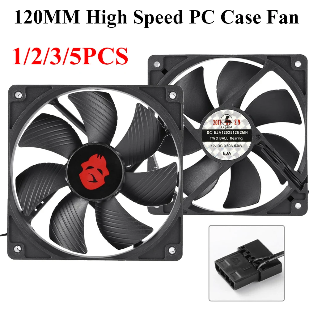 12cm 3000RPM Fan Cooling 12V PC Case Radiator Cooler 120MM Big 4Pin ...