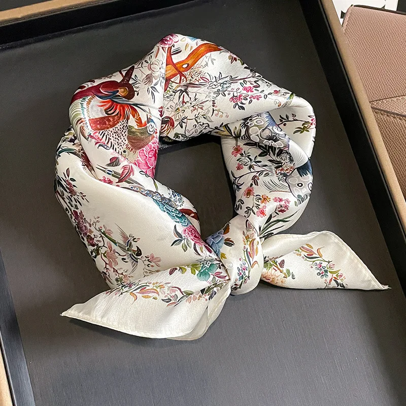 100-Real-Silk-Scarf-Women-Square-Floral-Luxury-Brand-Shawls-Wraps ...