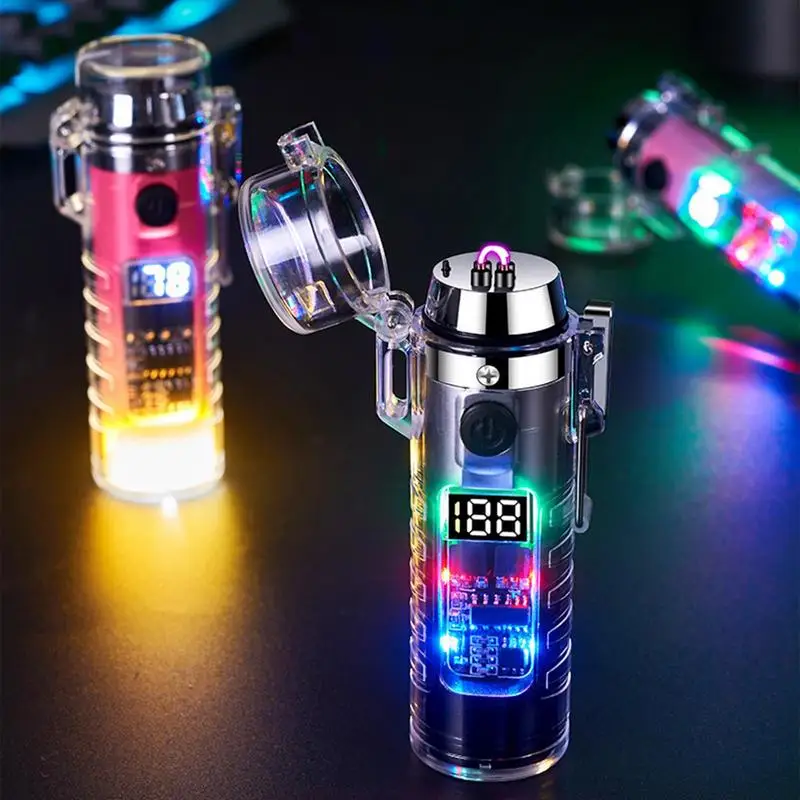 Windproof-Lighter-Electric-Flashlight-Transparent-Plasma-Waterproof ...