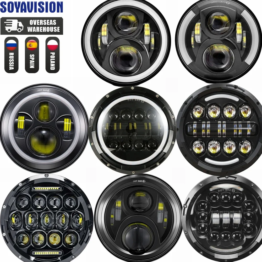 Universal-7-Led-Car-Motorcycle-Headlight-For-BMW-Harley-Softail-Ural ...
