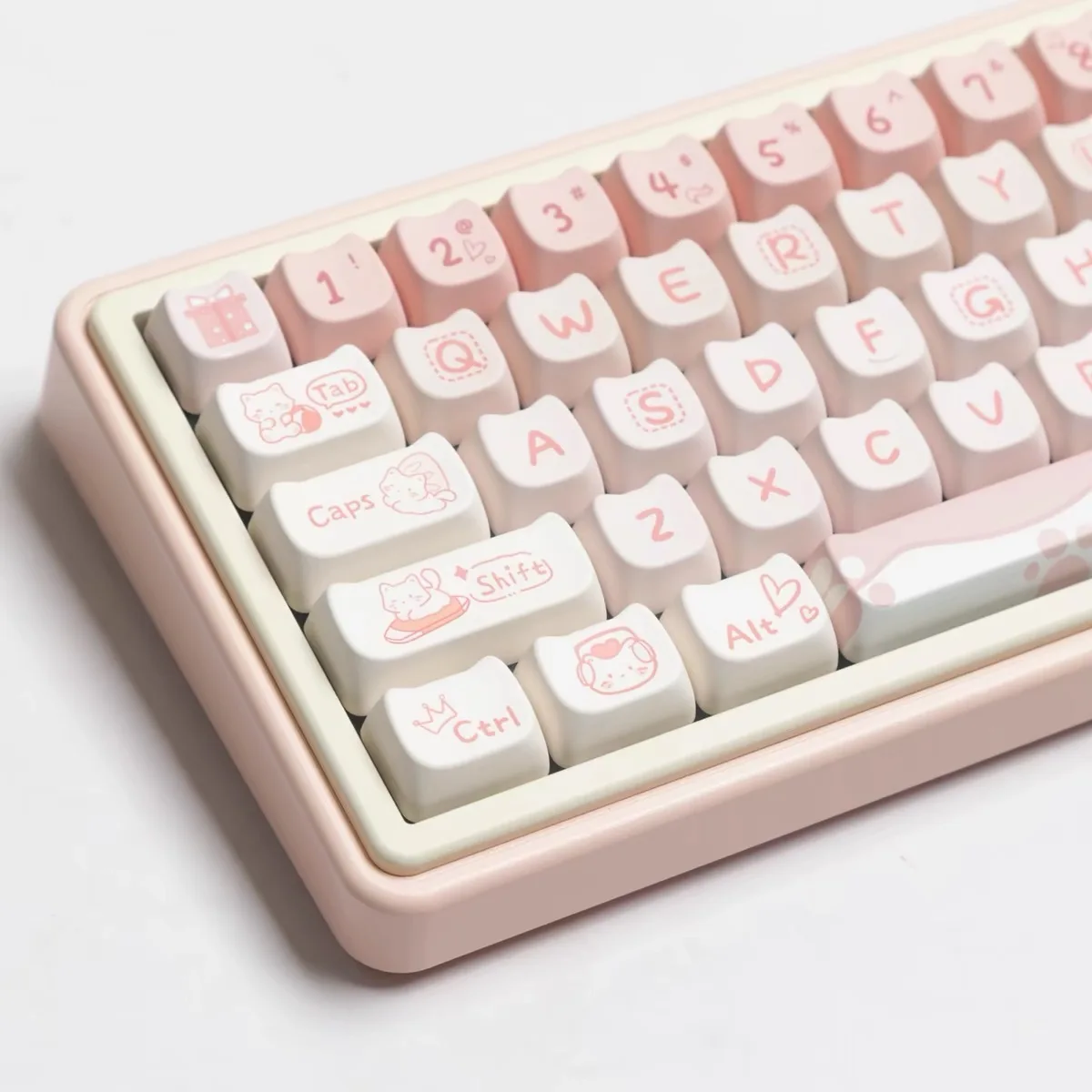 Aulidtech-Cute-Cat-Keycaps-MAO-Profile-Pink-White-Black-Brown-Blue-for ...