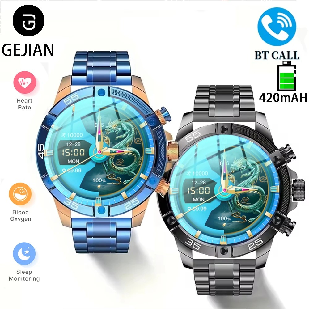 GEJIAN Men Smart Watch GPS Sports Track Heart Rate Monitoring Bluetooth ...