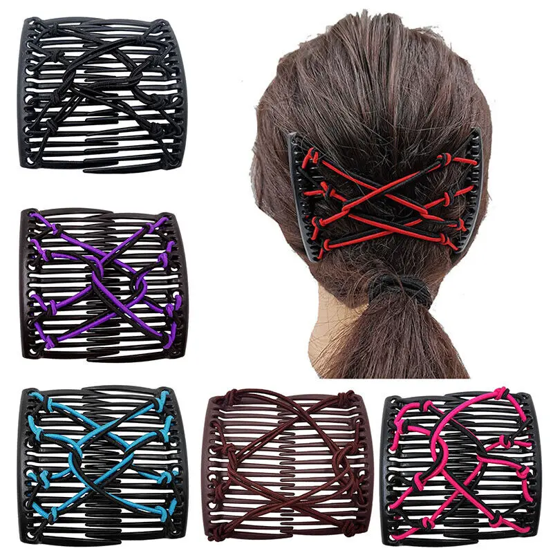 Magic Hair Combs for Women Accessories Stretchy Double Comb Hair Clip ...