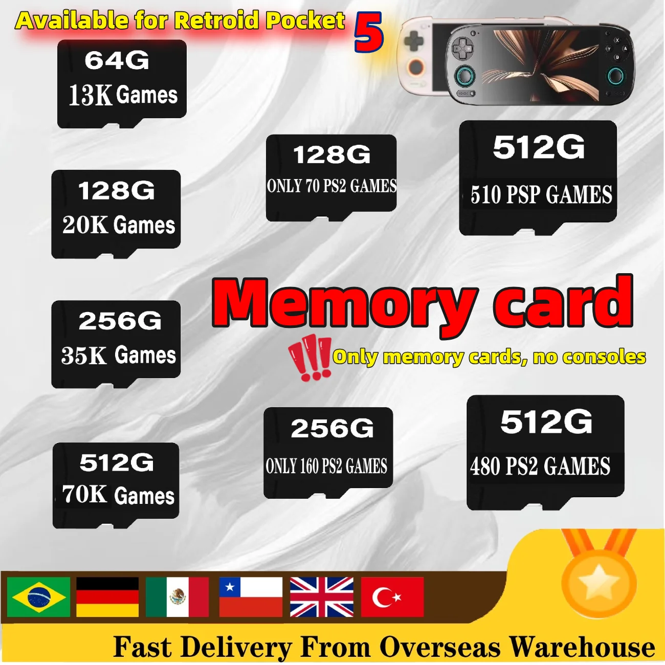 For Retroid Pocket 5 Portable Handheld Game TF Card Memory Card Popular ...