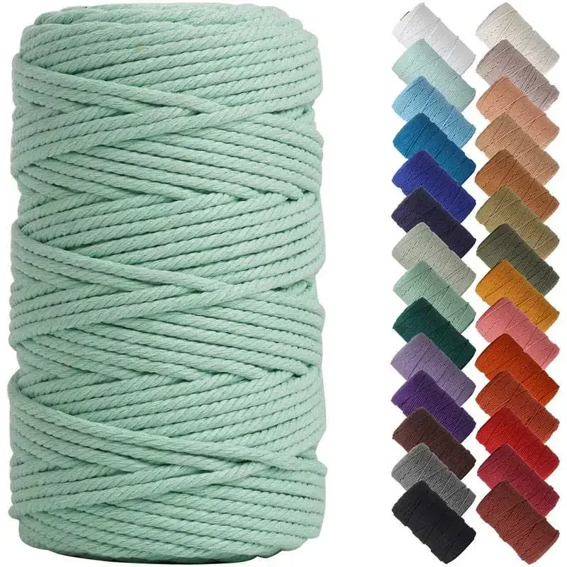 4mm X100m Macrame Cord Solid Colorful Twine Macrame Cotton Rope String ...