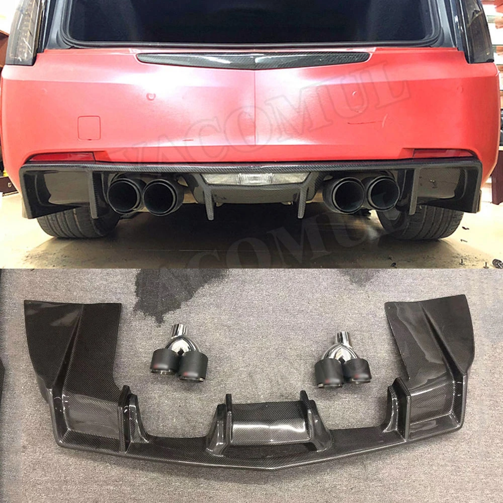 VACOMUL-Carbon-Fiber-Rear-Lip-Diffuser-Splitters-with-Exhaust-Tips-for ...