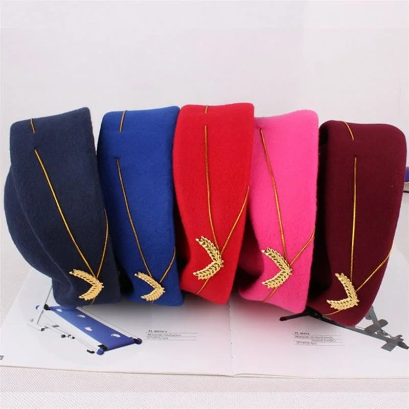 2020-Women-Air-Stewardess-Hat-Woolen-Flight-Attendant-Hat-Stewardess ...