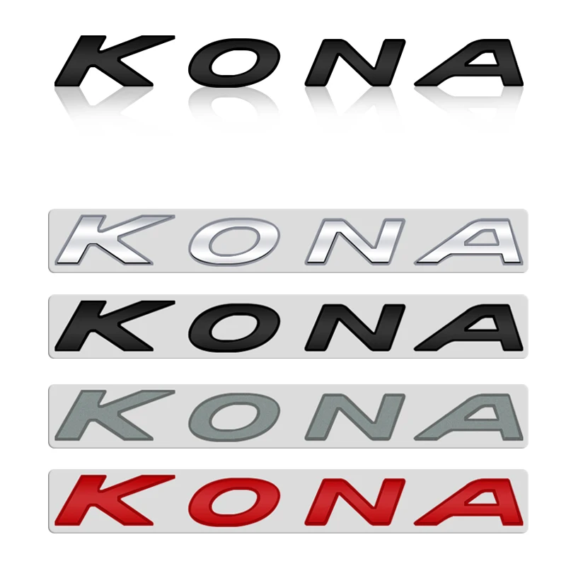 For Kona Hyundai Letter Metal Logo Badge 3D Stickers Trunk Emblem Decal ...