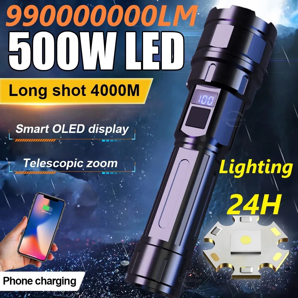 990000000LM-SFT9000-White-Laser-500W-High-Power-Led-Flashlight-XHP360 ...