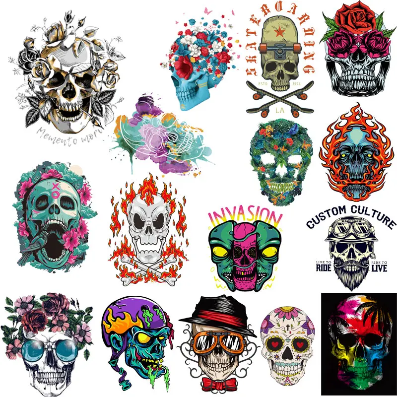 Gothic Punk Satanic Devil Skull Patch Clothing Thermoadhesive Patches ...