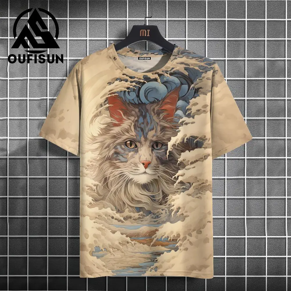 Aniaml-Cat-T-Shirt-For-Men-Summer-Short-Sleeve-Harajuku-Print-O-Neck ...
