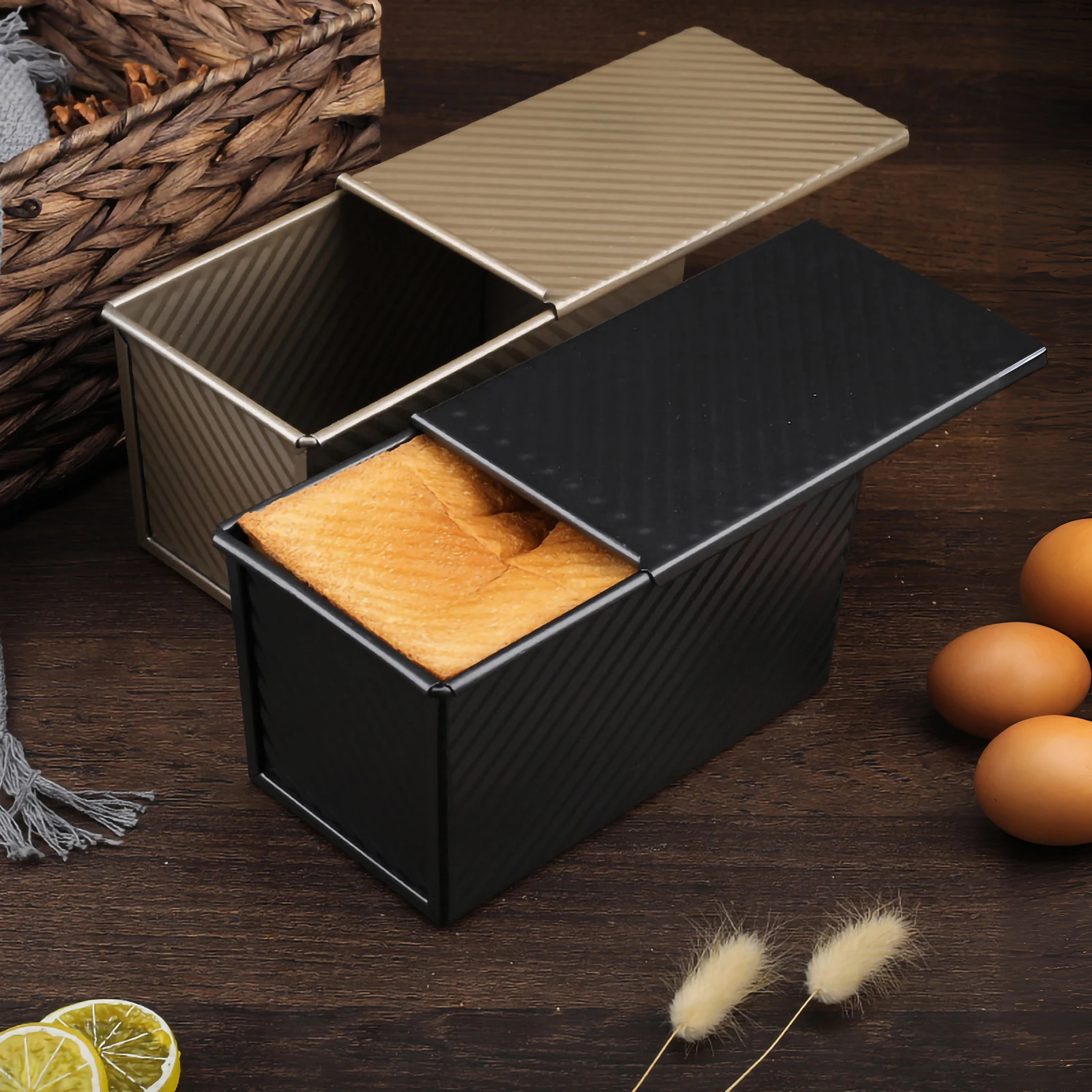 1Pcs-Rectangle-Loaf-Pan-with-Cover-Bread-Baking-Mould-Cake-Toast-Non ...