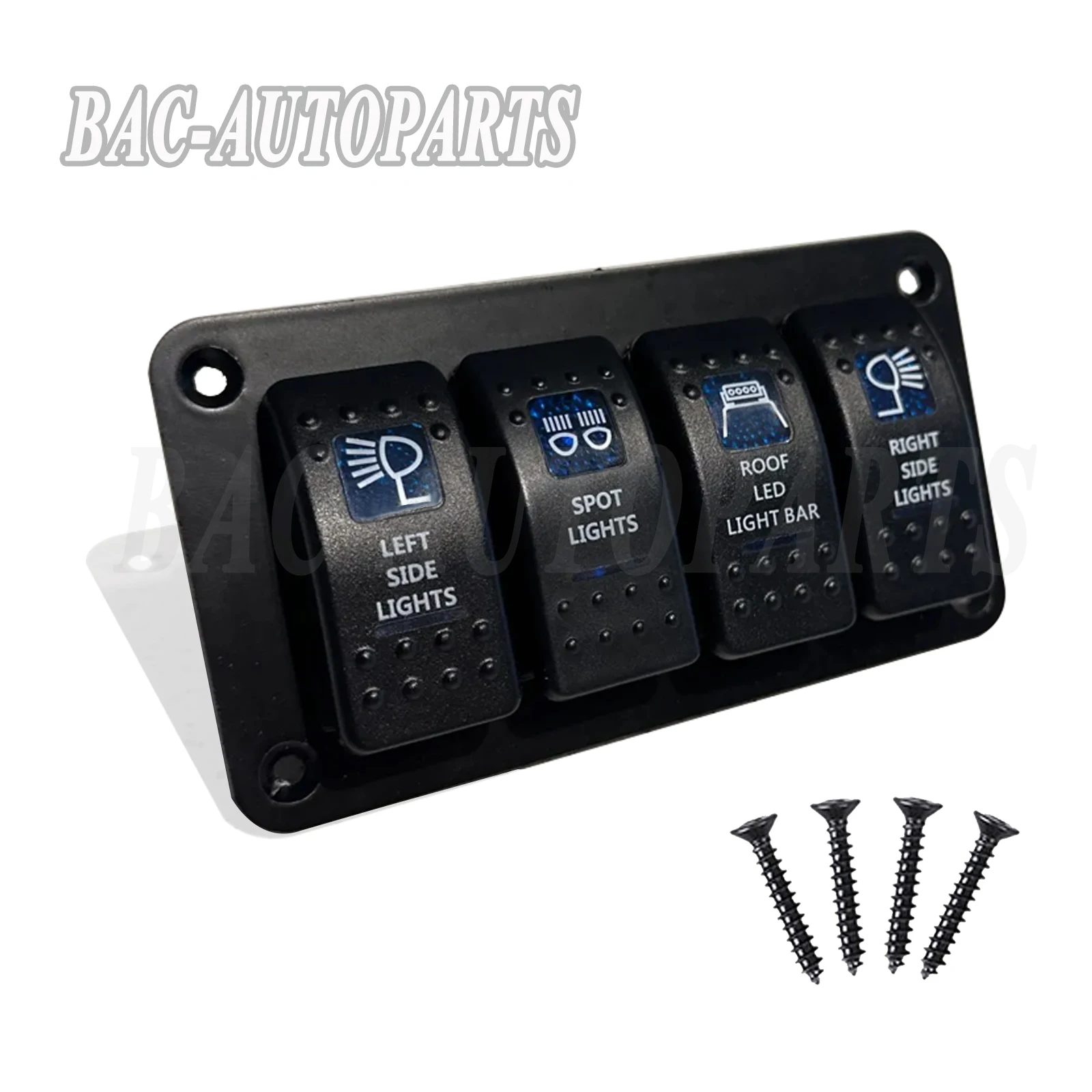 4Gang-Spot-Lights-Rocker-Switch-Panel-Button-12V-Blue-Led-Light-Bar ...