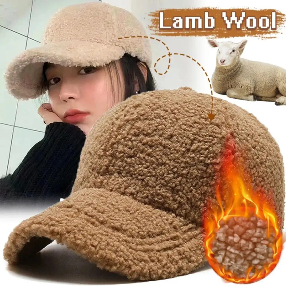 New-Winter-Women-Baseball-Cap-Men-Artificial-Lamb-Wool-Duck-Tongue-Hats ...