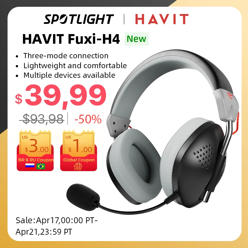 HAVIT Fuxi H4 kablosuz oyun Bluetooth kulaklıklar 2.4GHz kablosuz ...