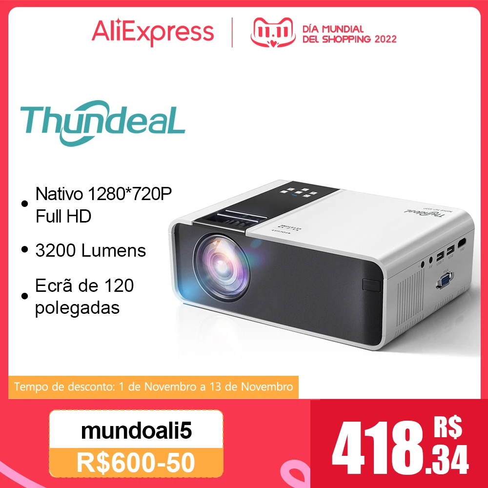 Thundeal Hd Mini Projetor Td90 Nativo 1280x720p Led Android Wi Fi ...
