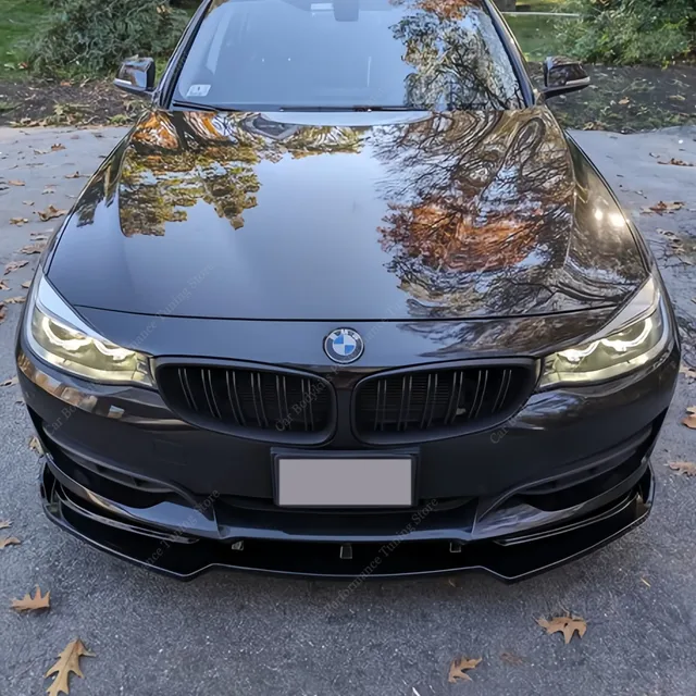 艶あり黒 BMW F34 Mスポーツ フロントリップスポイラー 3Dタイプ 限定色 塗装 2013+｜パーツ