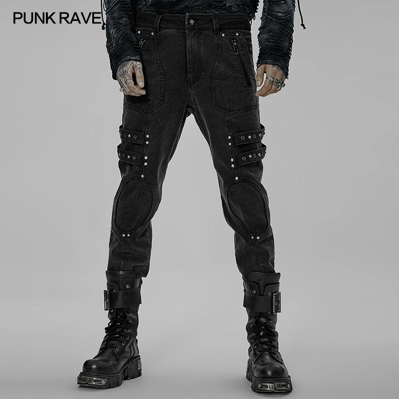 PUNK-RAVE-Men-s-Post-apocalyptic-Style-Micro-Elastic-Twill-Denim-Pants ...