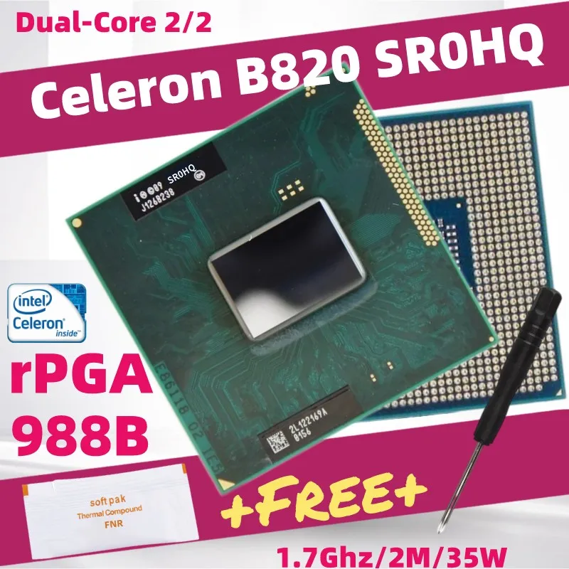 Celeron B820 B800 B815 SR0HQ B830 SR0HR Dual-Core Laptop CPU Socket G2 ...