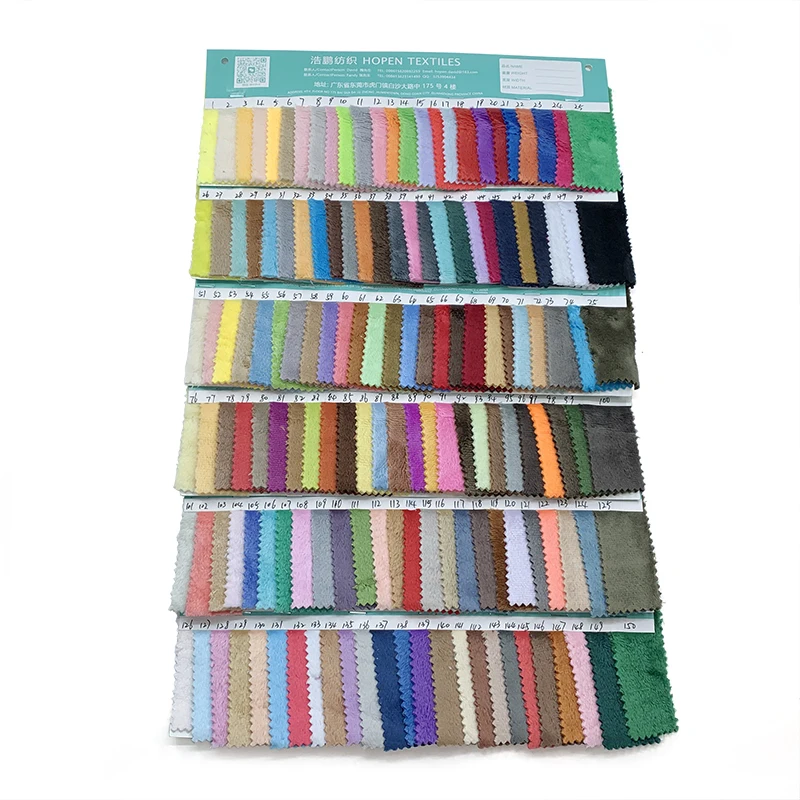 2023 Newest150 Colors 5mm Pile Minky Plush Fabric Color Swatch Book For ...