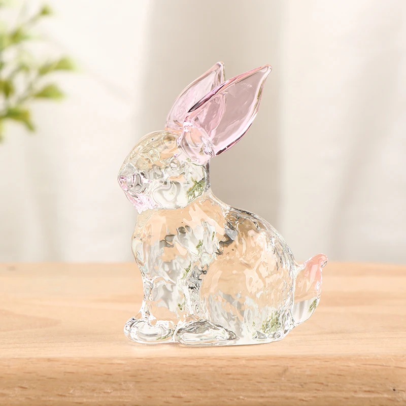 【HUT】 Crystal Glass Rabbit Statue Mascot Animal Handmade Figurines ...