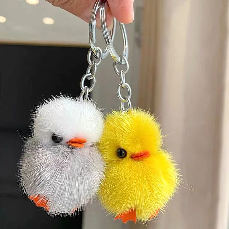 New-Mini-Little-Duck-Keychain-for-Women-Girls-Fluffy-Fur-Ball-3D ...
