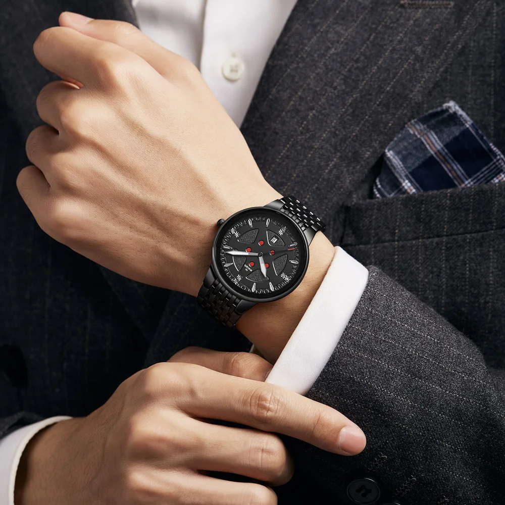 Swish Relogio Masculino Black Pvd Coated Quartz Watch Men Luminous Hand ...