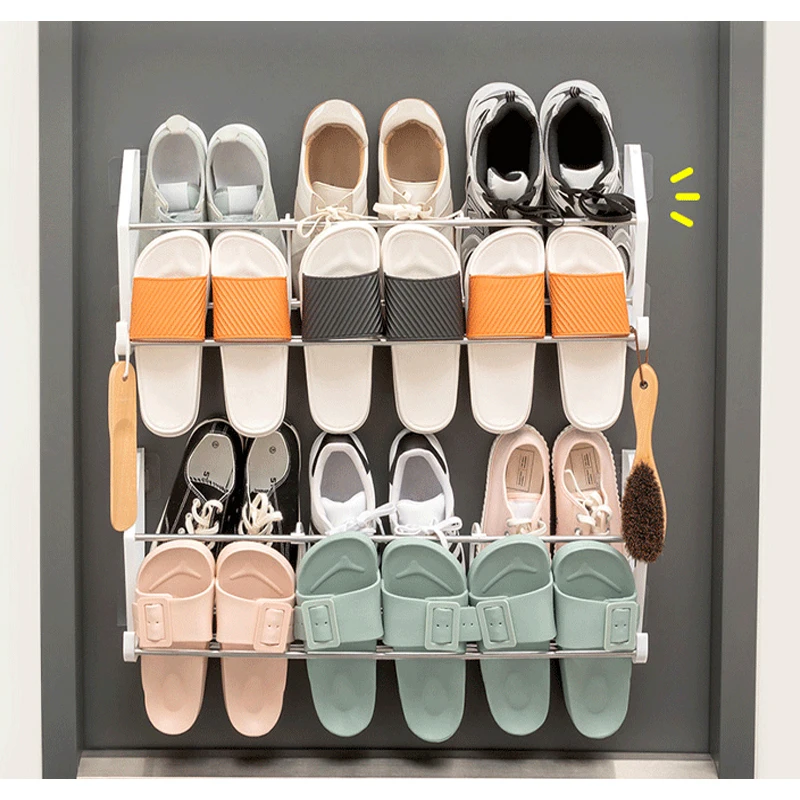 Slippers Organizer Non Punching Behind The Door Easy Assembly Of Shoe ...