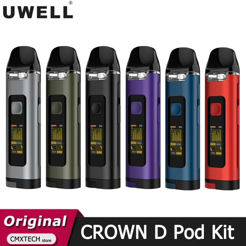 Original-Uwell-Crown-D-Pod-Kit-1100mAh-Battery-35W-Vape-3ml-Cartridge ...