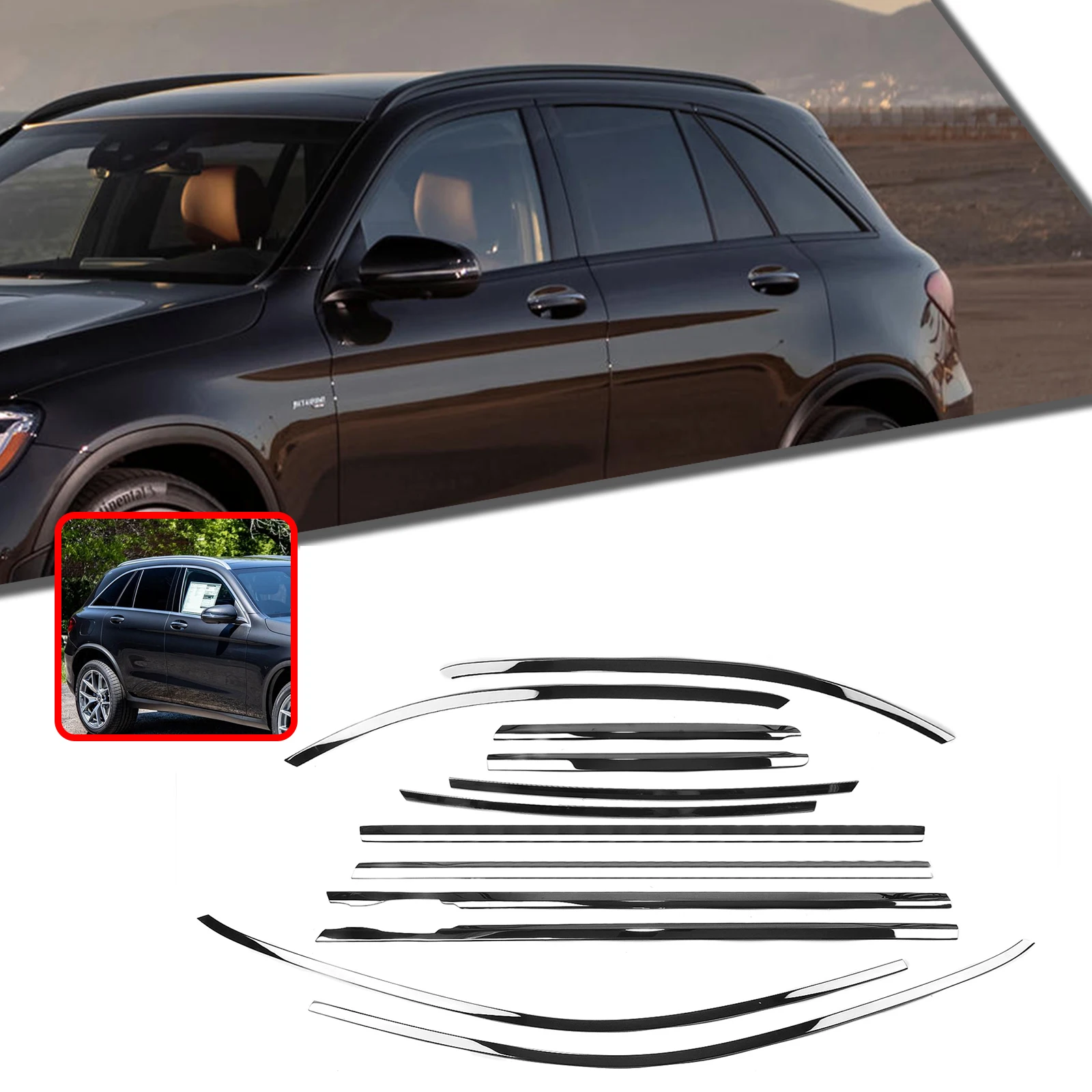 For Mercedes Benz X253 GLC Class 2016-2022 SUV Exterior Window Frame ...
