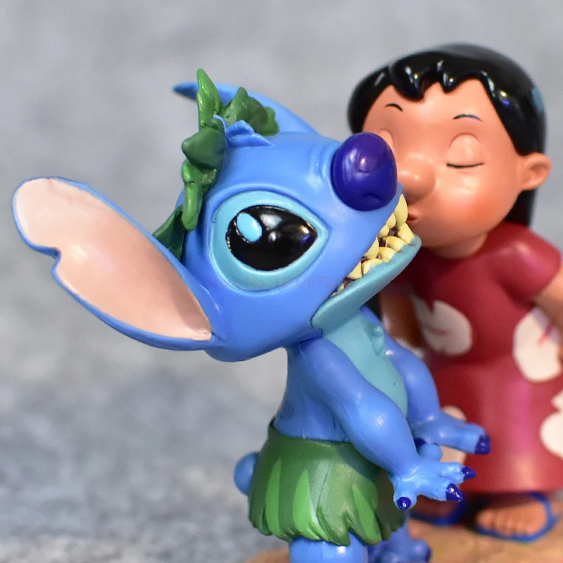 Kawaii Disney Lilo Kiss Stitch Figures Beach Series Cartoon Anime Acti ...