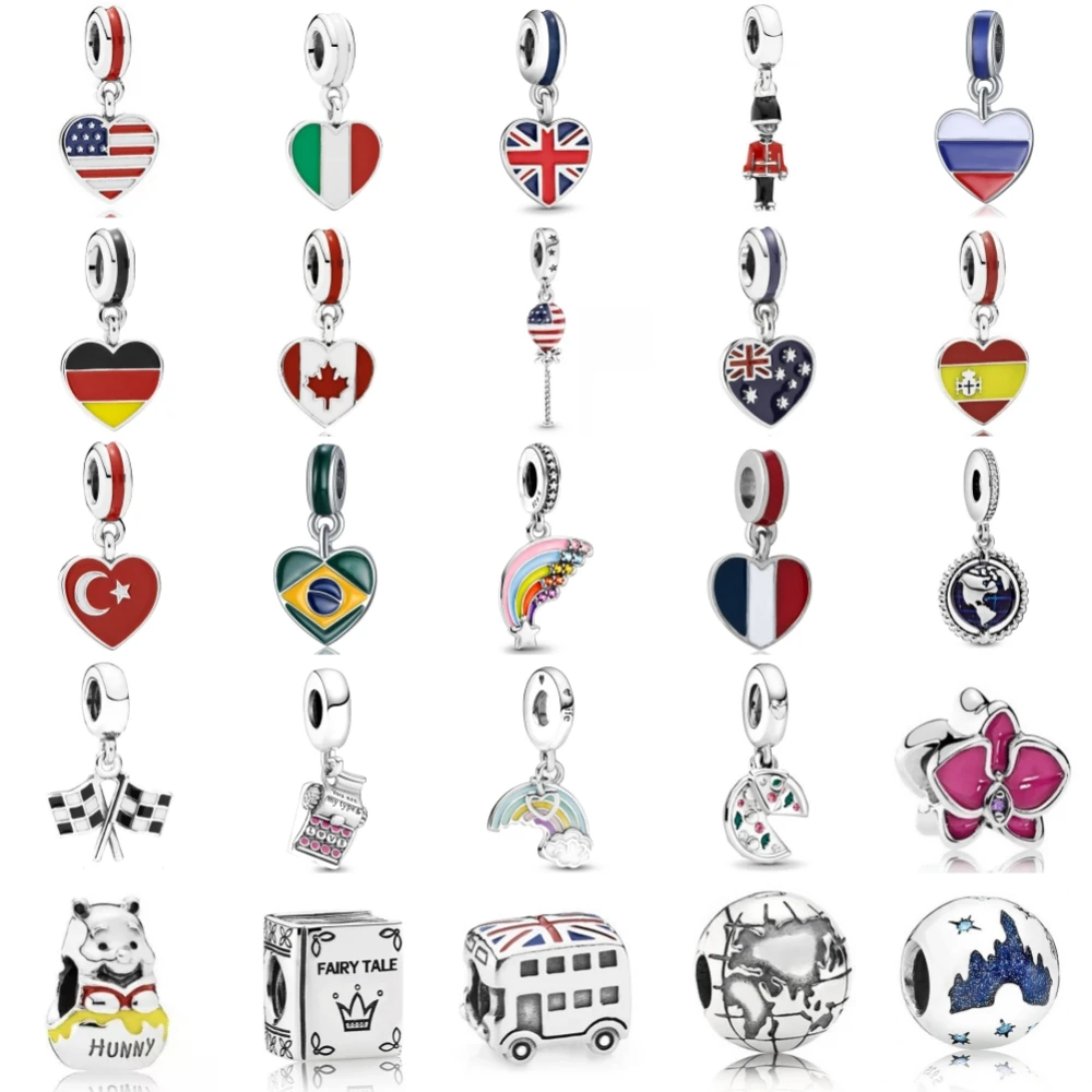 New-925-Sterling-Silvering-Rainbow-Flag-Pizza-Charm-of-ley-925-Chain ...