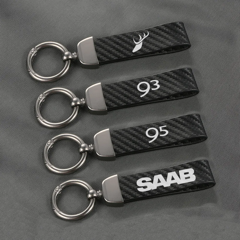Leather-Car-Lanyard-Keychain-Keyring-Car-Accessories-For-SAAB-Hirsch ...