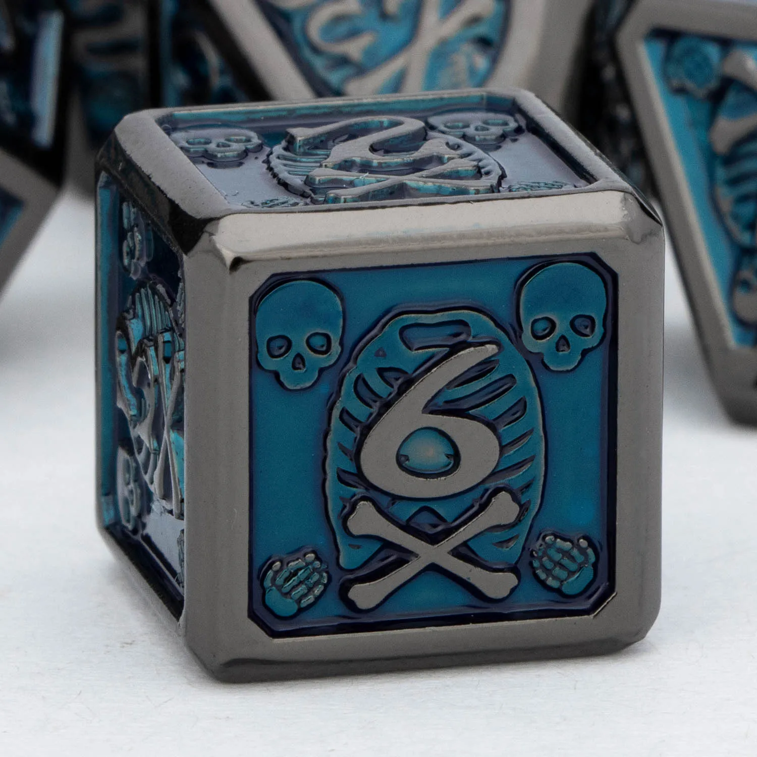 ARUOHHA DND Metal Dice Set Black Blue Dungeon and Dragon Dice Skull D&D ...