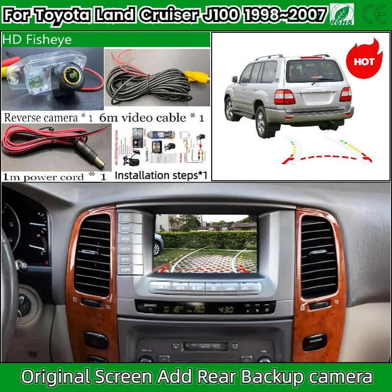 Rear View Camera For Toyota Land Cruiser J1001998~2007 OEM Screen Add ...